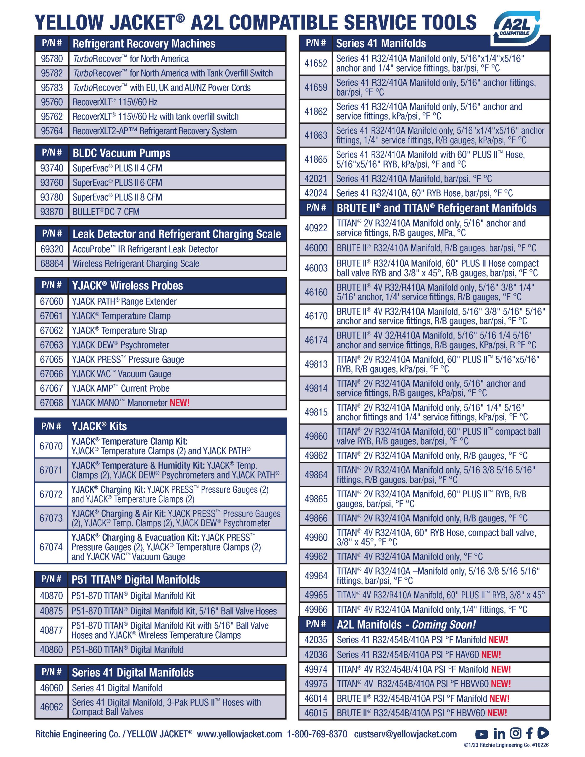 A2L Compatible Service Tools - Yellow Jacket HVAC Supplies and Products