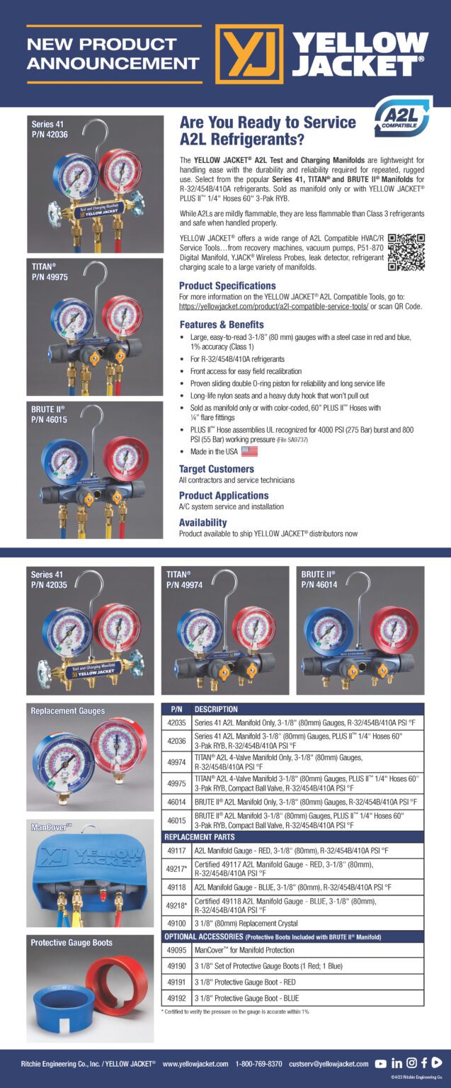 New Product Announcement - A2L Manifolds - Yellow Jacket