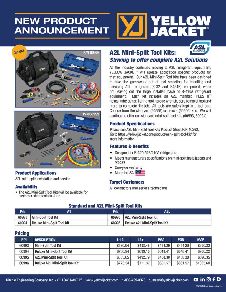 New Product Announcement - YELLOW JACKET® A2L Mini-Split Tool Kits ...